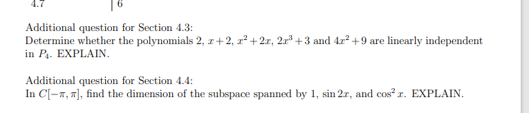Solved Additional question for Section 4.3: Determine | Chegg.com