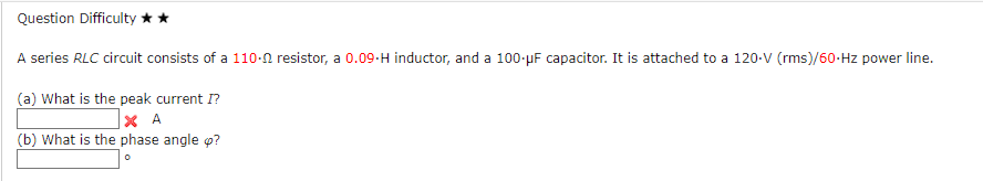 Solved A series RLC circuit consists of a 110⋅Ω resistor, a | Chegg.com