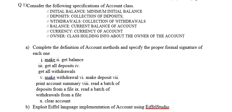 Solved Q 1) Study the Account specifications from Assignment | Chegg.com