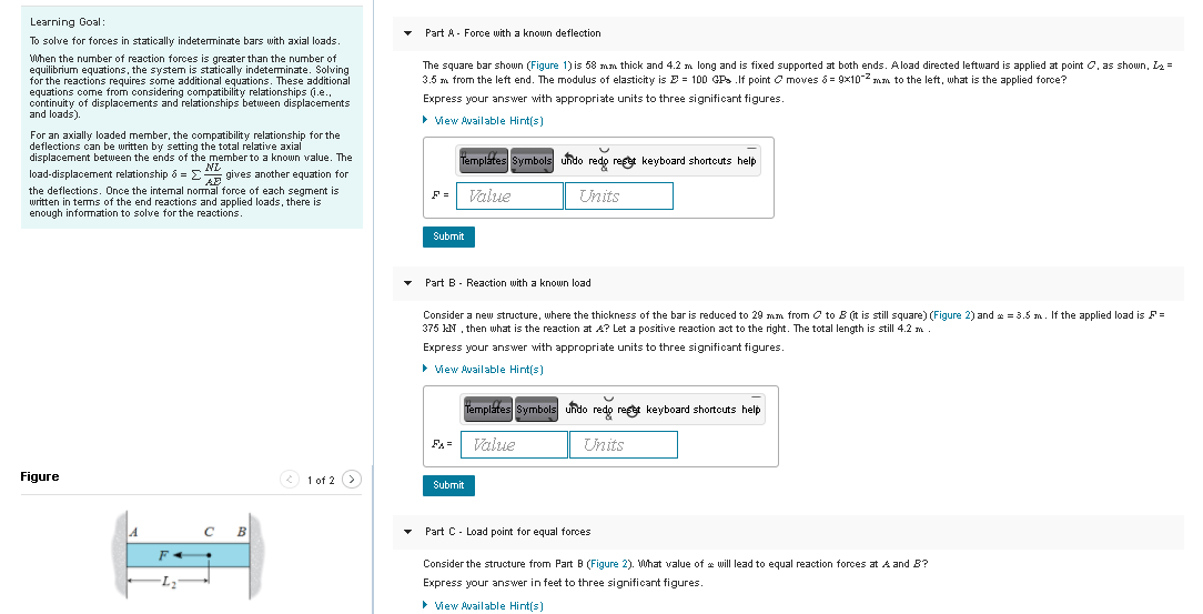 Solved Part 4 - Force with a known deflection Learning Goal: | Chegg.com