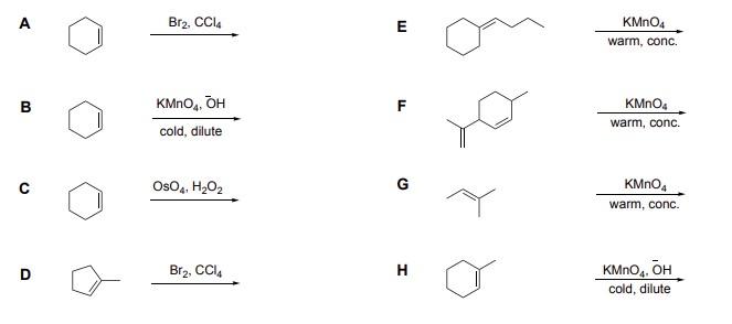Solved A E warm, conc. KMnO4 B F warm, conc. KMnO4 C | Chegg.com