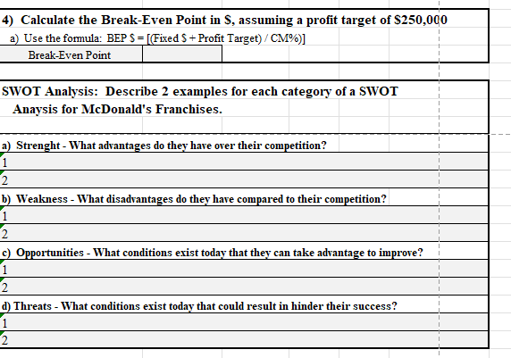 Solved Cost-Volume-Profit Analysis and SWOT Analysis - | Chegg.com