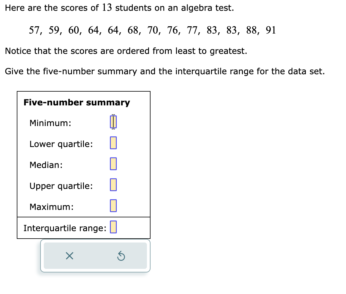 Solved Here are the scores of 13 students on an algebra | Chegg.com