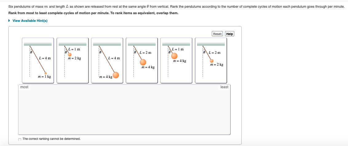 Solved Six pendulums of mass m and length L as shown are | Chegg.com Solved Six pendulums of mass m and length L as shown are | Chegg.com