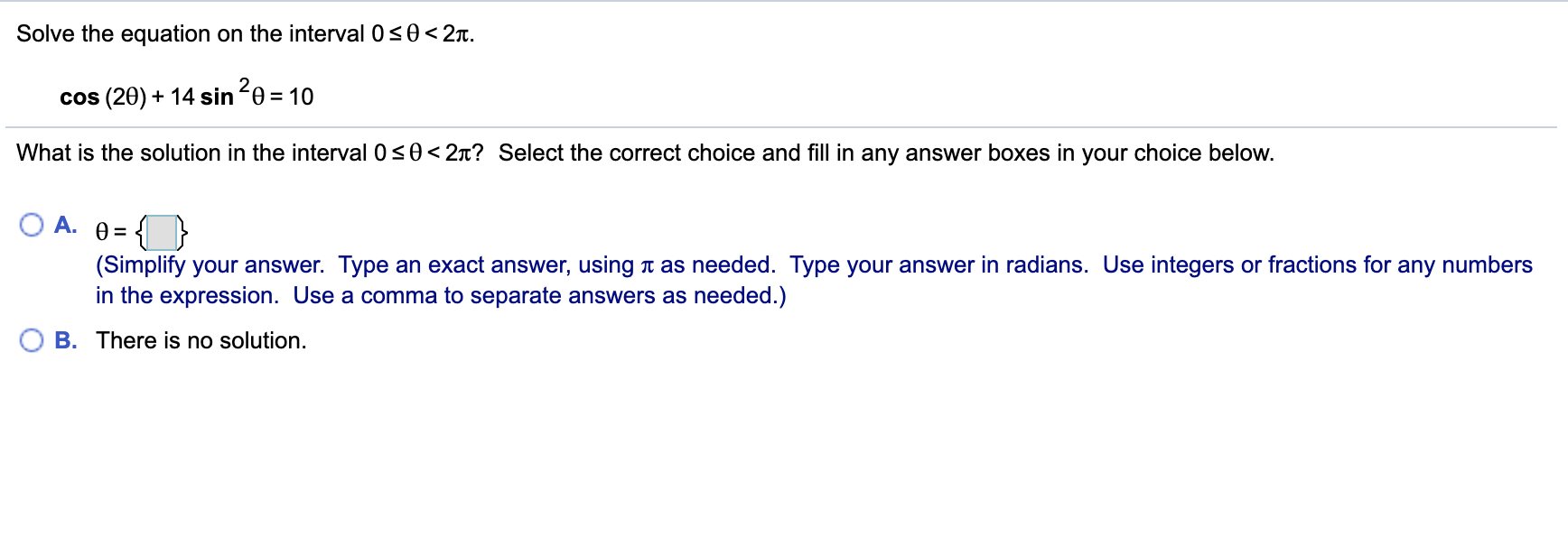 Solved Solve the equation on the interval 0