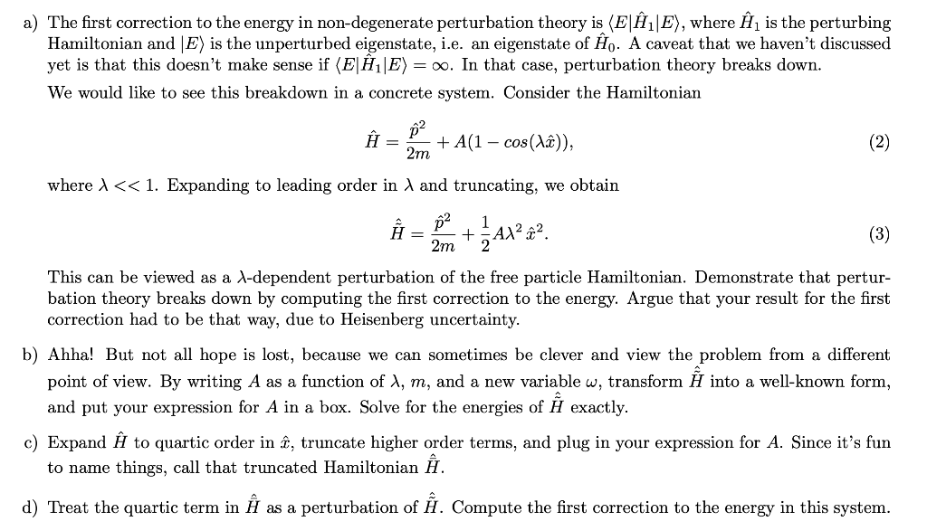 Solved a) The first correction to the energy in | Chegg.com