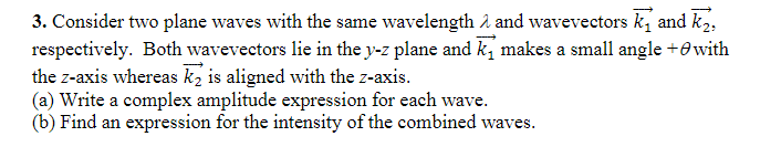 Solved 3. Consider two plane waves with the same wavelength | Chegg.com