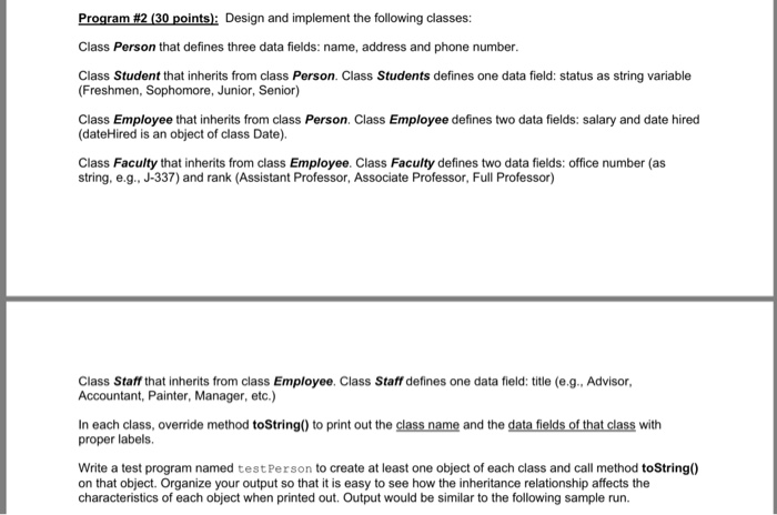 Solved Program#2(30points): Design and implement the | Chegg.com