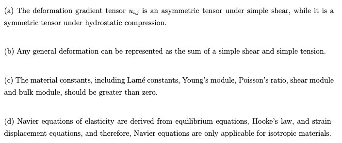 Solved Problem 1: True or False (a) The deformation | Chegg.com