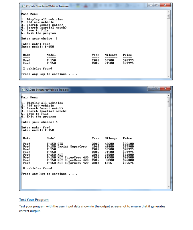 Solved Programming Assignment: Vehicle Tree Write a C++ | Chegg.com