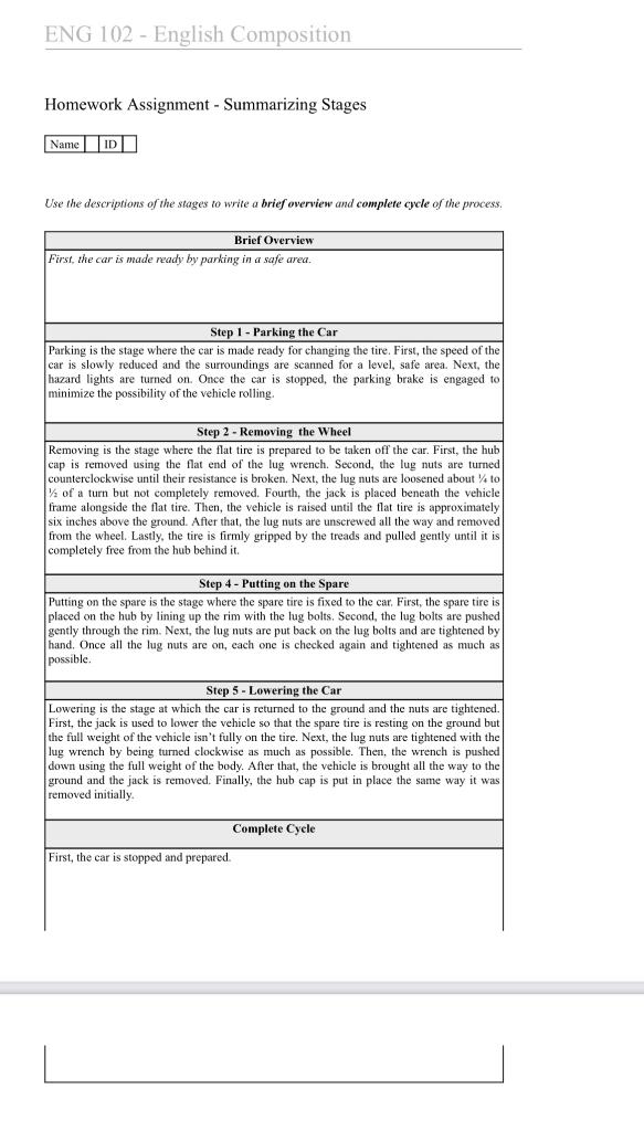 Use the descriptions of the stages to write a brief | Chegg.com