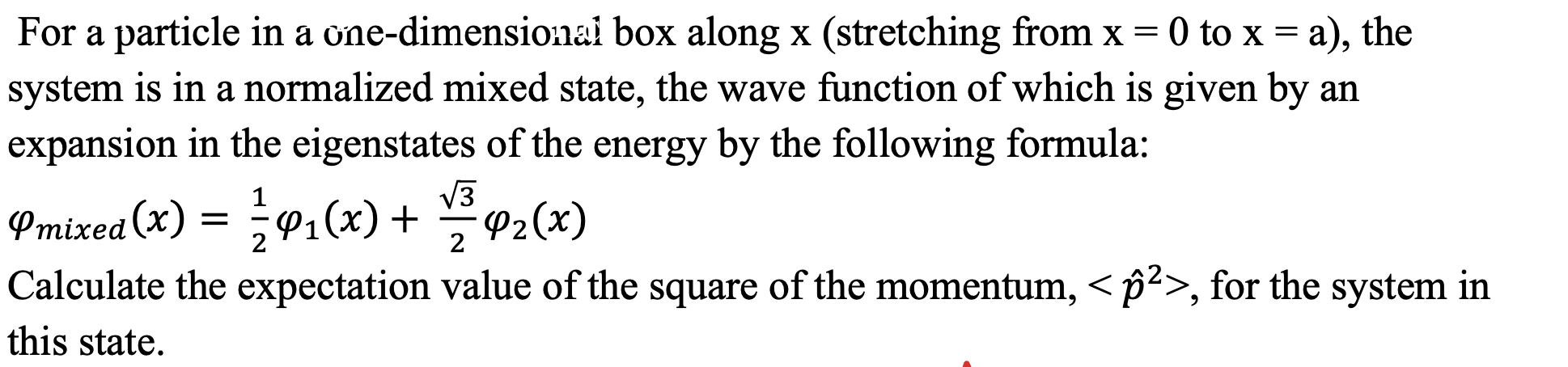 Solved For a particle in a one-dimensional box along x | Chegg.com