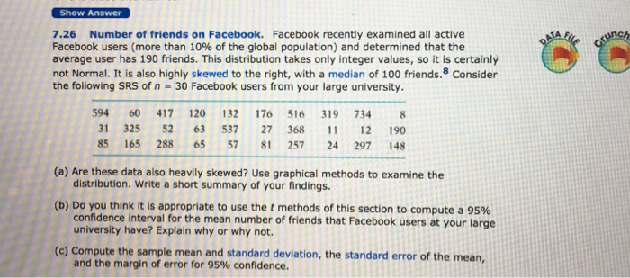 Solved Number of friends on Facebook. Facebook recently | Chegg.com