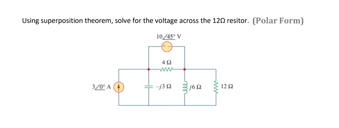 Solved Using superposition theorem, solve for the voltage | Chegg.com