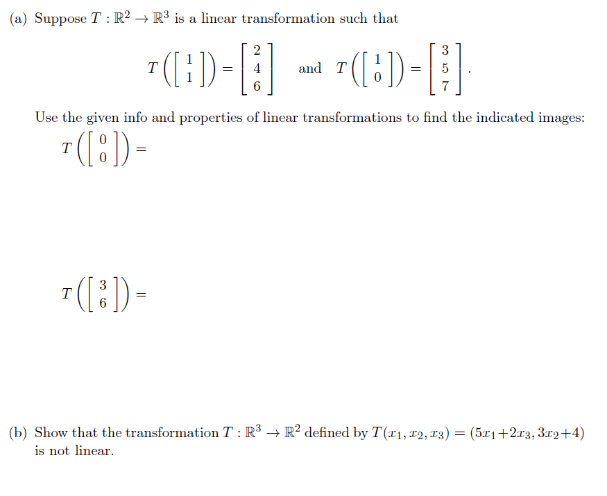Solved (a) Suppose T : R2 + R3 is a linear transformation | Chegg.com