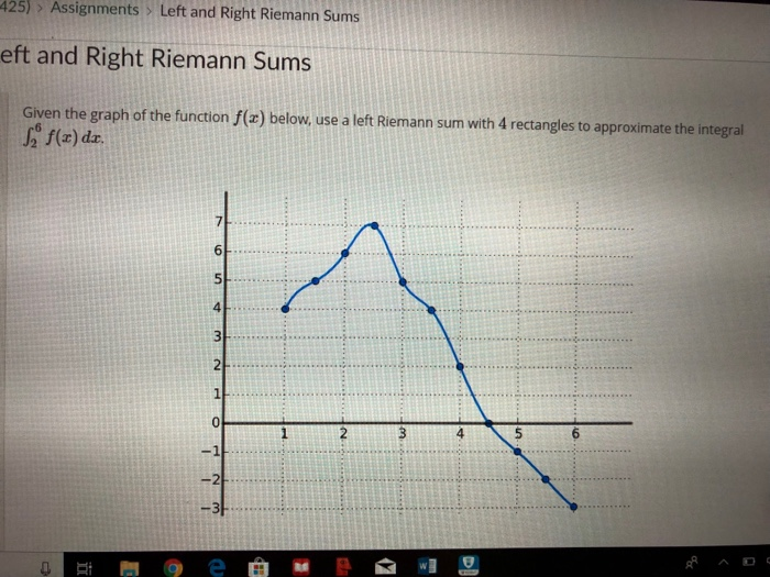 Solved 425)> Assignments > Left and Right Riemann Sums eft | Chegg.com
