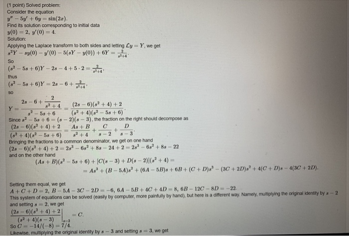 Solved Setting them equal, we get This system of equations | Chegg.com
