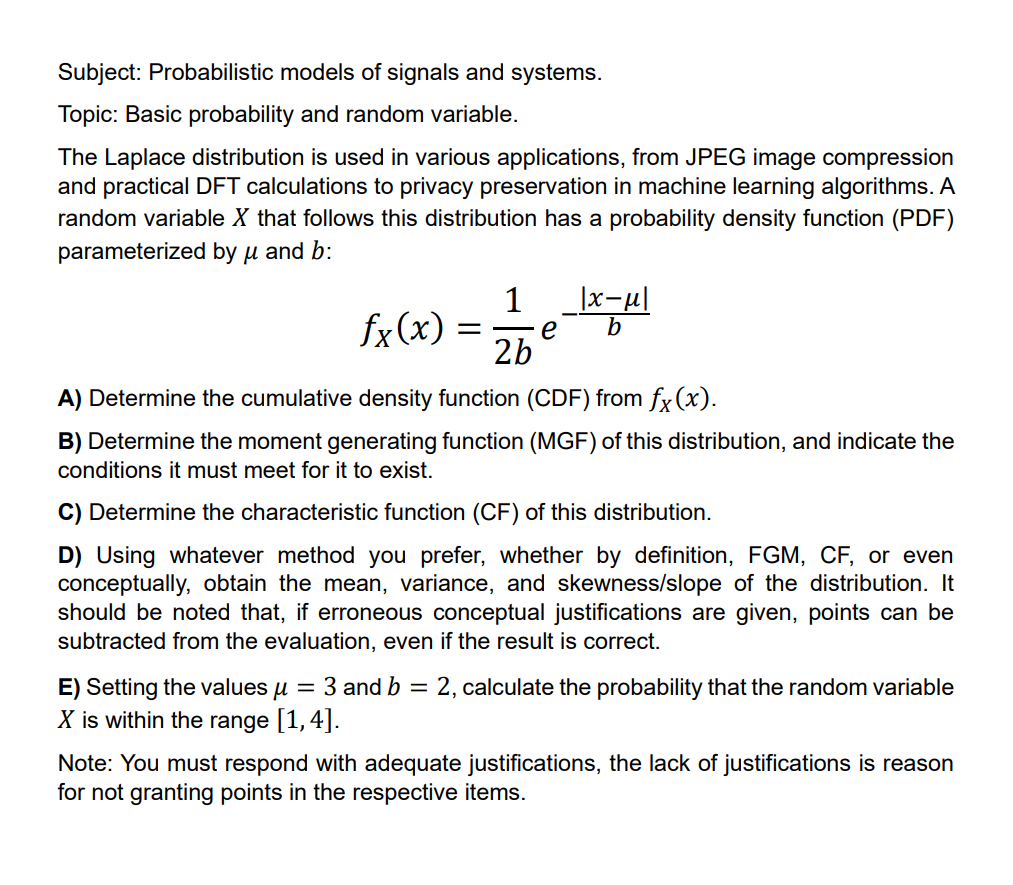 Solved Subject: Probabilistic models of signals and | Chegg.com