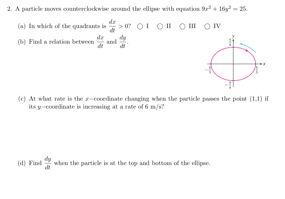 Solved 2. A particle moves counterclockwise around the | Chegg.com