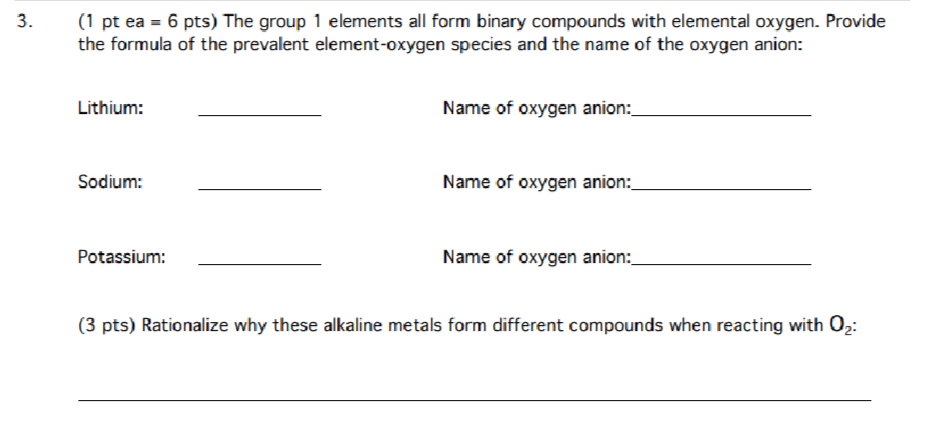 Solved (3) Formula and Oxygen Anions: How do I do this? | Chegg.com