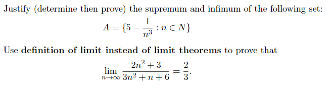 Solved Justify (determine then prove) the supremum and | Chegg.com