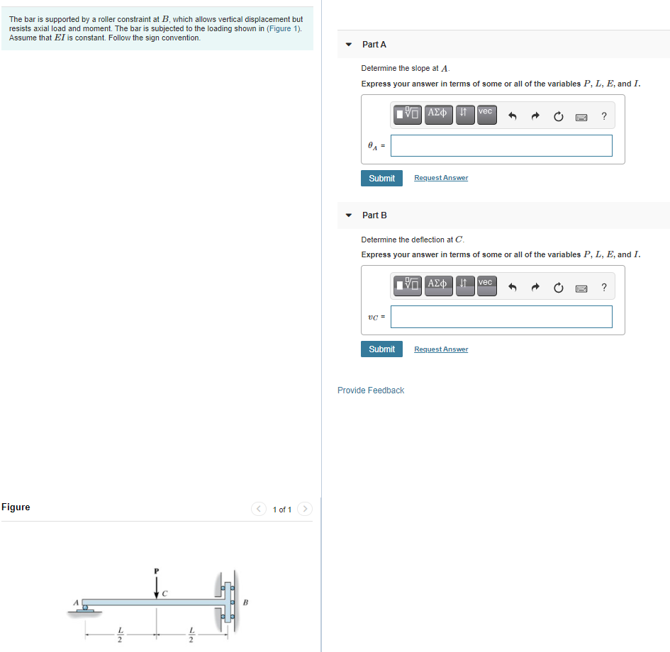 Solved The bar is supported by a roller constraint at BB, | Chegg.com