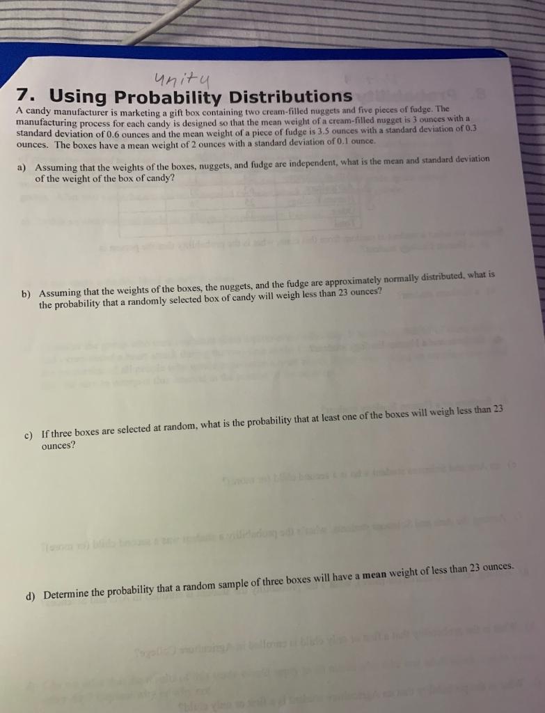 Solved 7. Using Probability Distributions A candy | Chegg.com