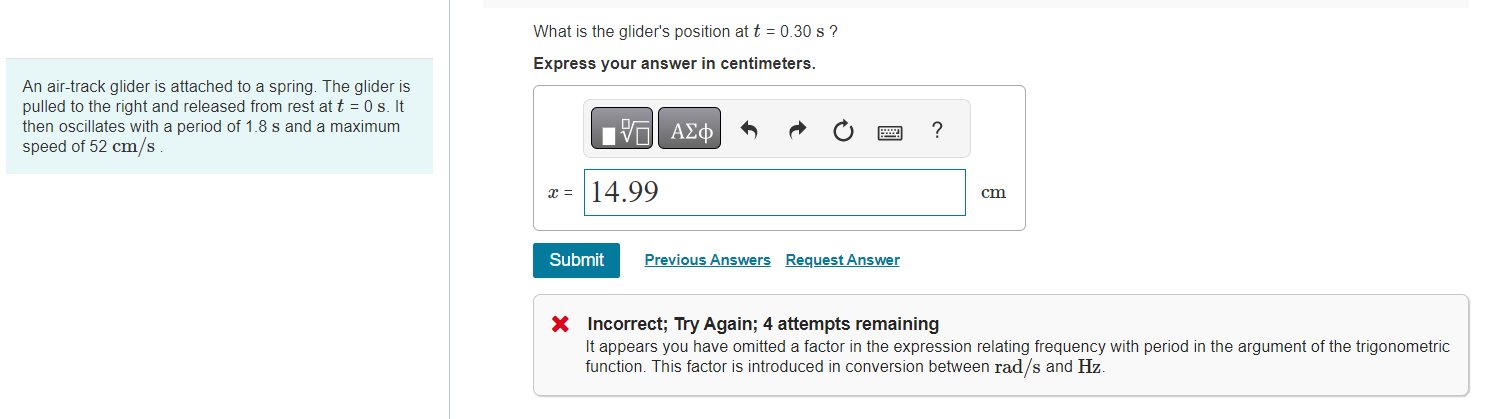 Solved What is the glider's position at t=0.30 s ? Express | Chegg.com