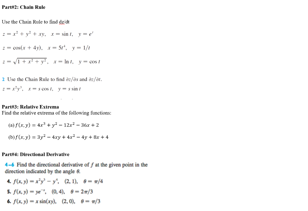 Solved Part#2: Chain Rule Use the Chain Rule to find dz/dt z | Chegg.com