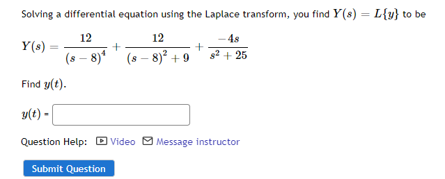 Solved Solving a differential equation using the Laplace | Chegg.com