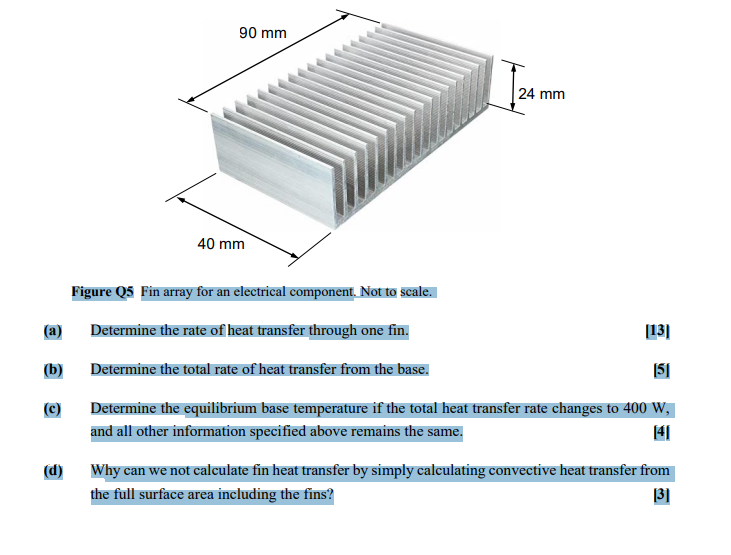 Solved A 2024-T6 aluminium alloy fin array, like the one | Chegg.com
