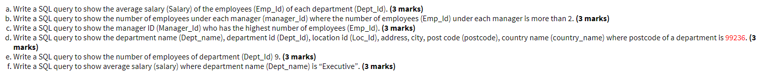 Solved Use the following tables of HR database, write SQL | Chegg.com
