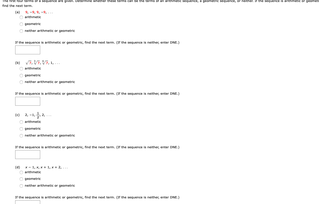 Solved The First Four Terms Of A Sequence Are Given