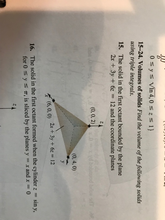 Solved 0 sys Vin4,0 szs 1) 15-24. Volumes of solids Find the | Chegg.com