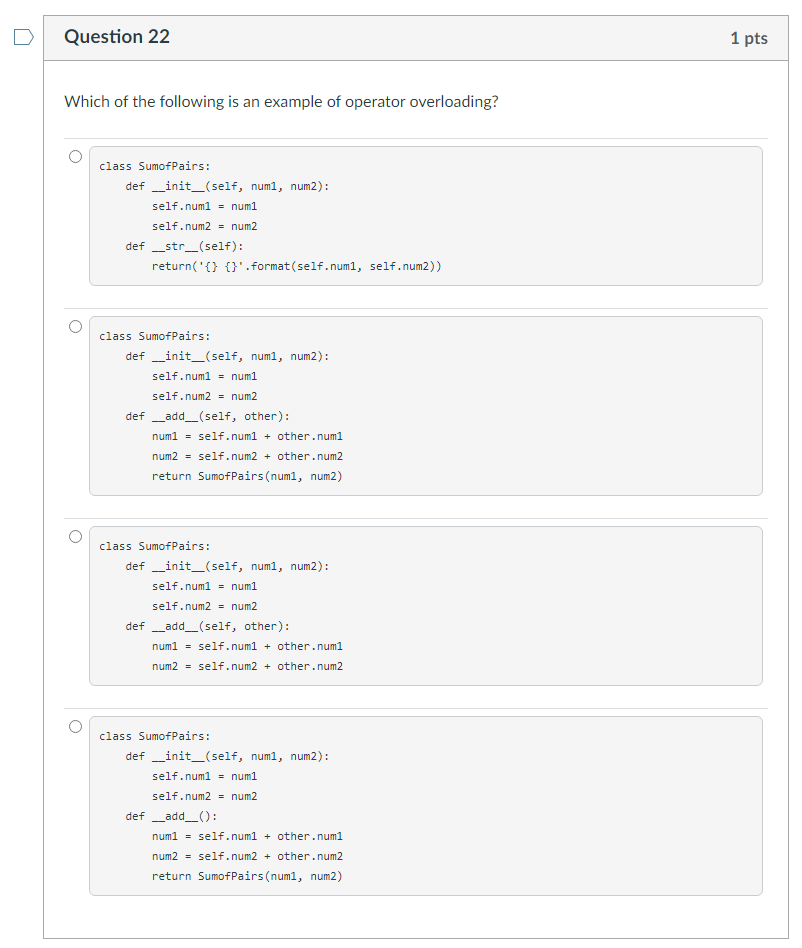 Solved Question 22 1 pts Which of the following is an | Chegg.com