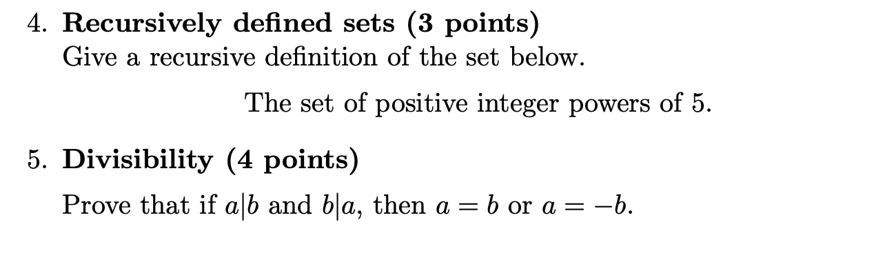 Solved 4. Recursively defined sets ( 3 points) Give a | Chegg.com