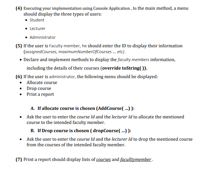 (4) Executing your implementation using Console | Chegg.com