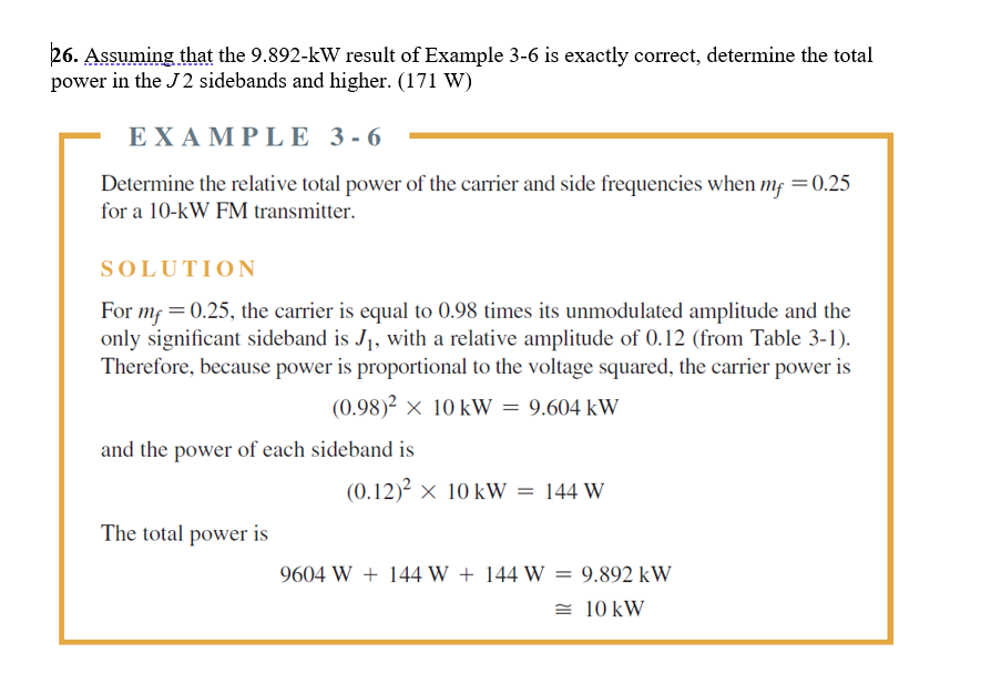 Solved 26. Assuming that the 9.892-kW result of Example 3-6 | Chegg.com