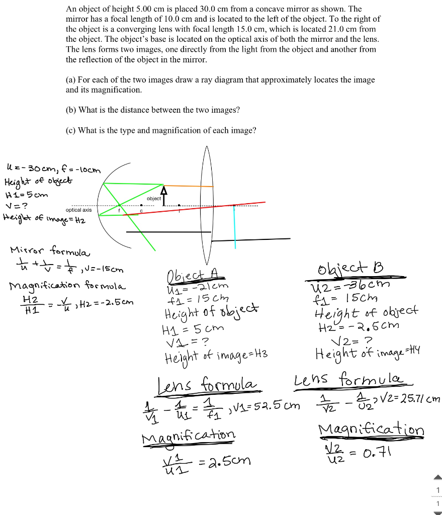 Solved An object of height 5.00 cm is placed 30.0 cm from a | Chegg.com