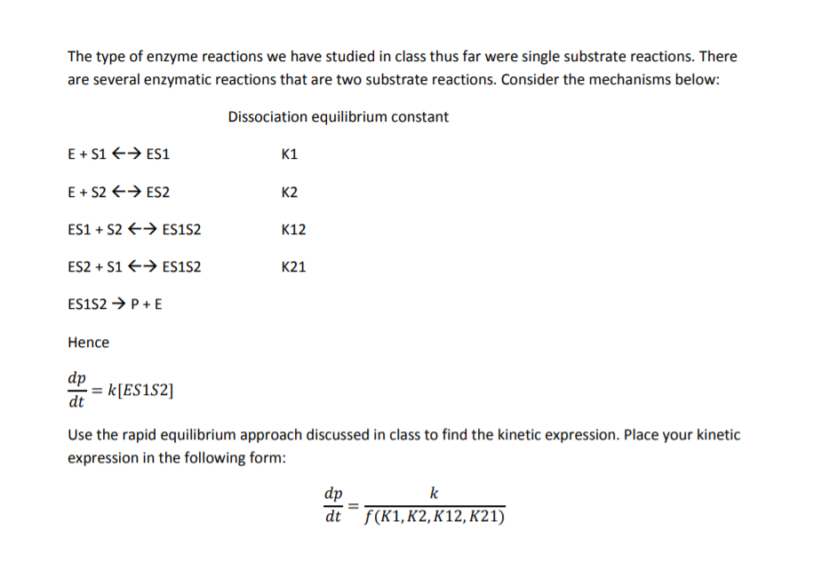 Solved The type of enzyme reactions we have studied in class | Chegg.com