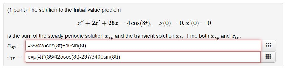 Solved The solution to the Initial value | Chegg.com