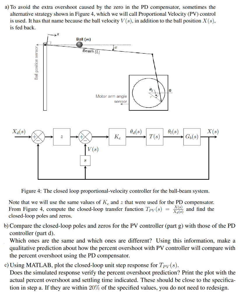 a) To avoid the extra overshoot caused by the zero in | Chegg.com