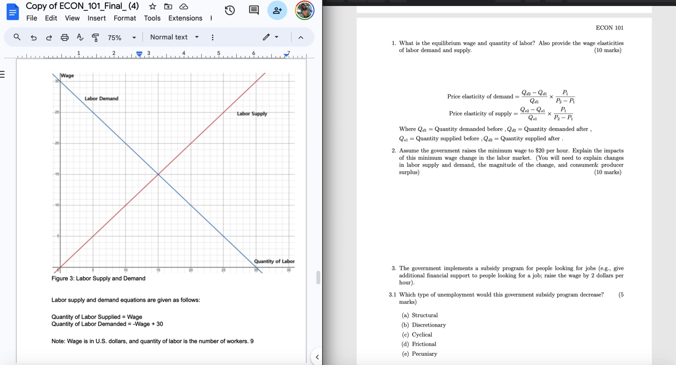Solved 1. ﻿What is the equilibrium wage and quantity of | Chegg.com