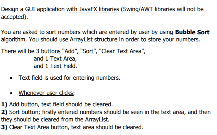 Solved Design a GUI application with JavaFX libraries | Chegg.com