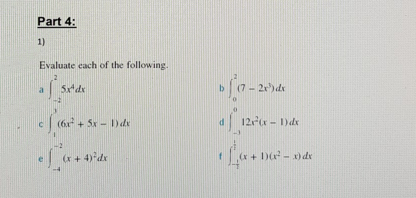 Solved Part 4: 1) Evaluate each of the following. a 5d -3 e | Chegg.com