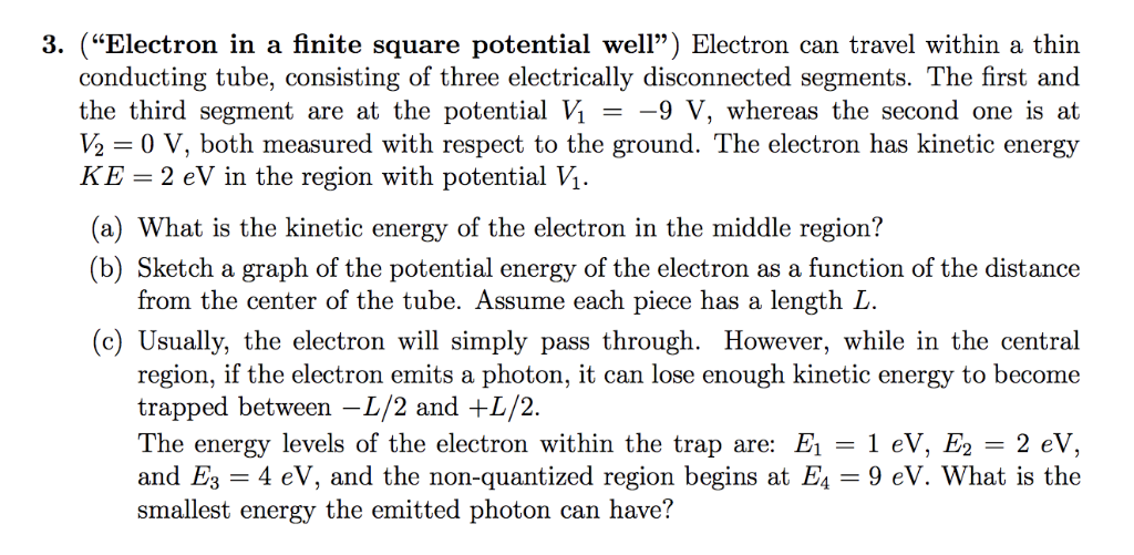 Solved 3. ("Electron in a finite square potential well") | Chegg.com