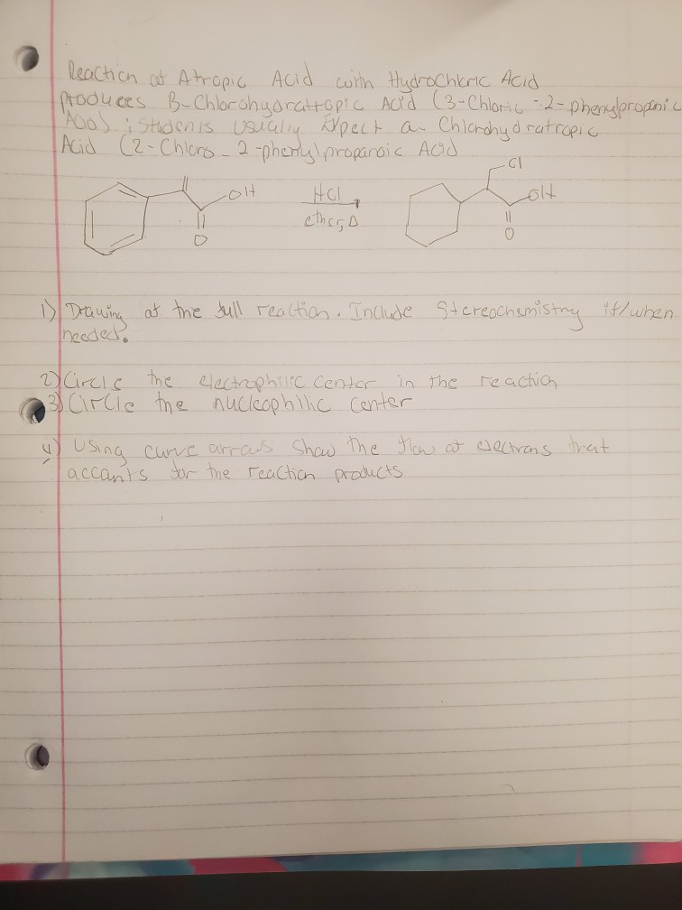 Solved Reaction et Atropic Acid with Hydrochloric Acid | Chegg.com