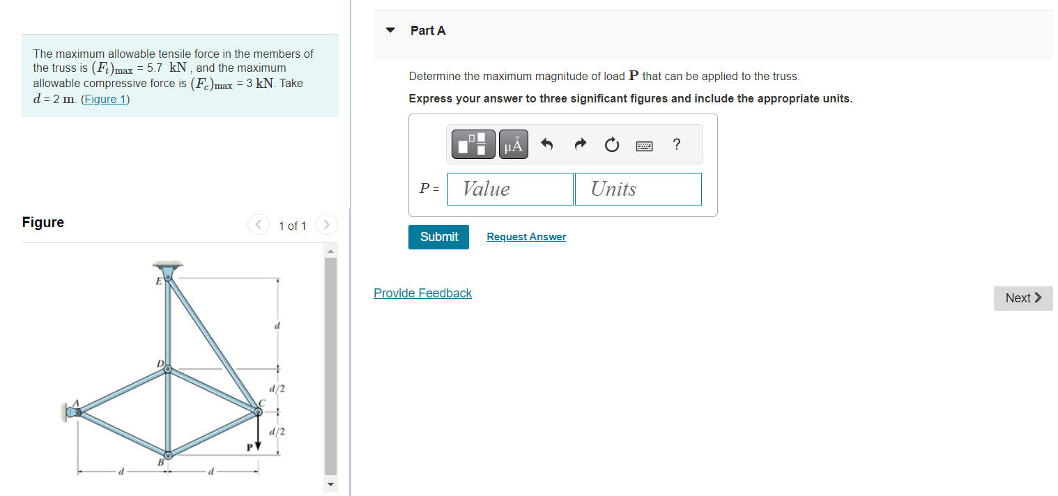 Solved The maximum allowable tensile force in the members of | Chegg.com
