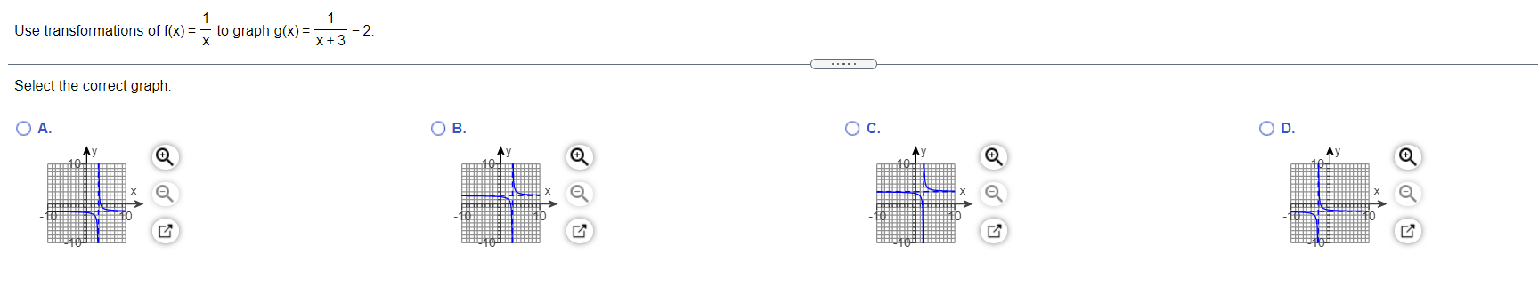 Solved 1 1 Use transformations of f(x) = to graph g(x) = х X | Chegg.com