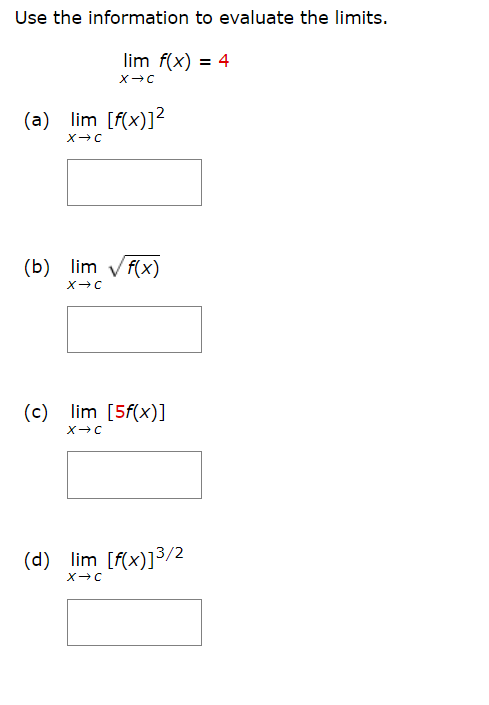 Solved Use the information to evaluate the limits. | Chegg.com